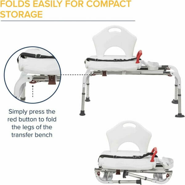 Drive Medical Transfer Bench With Sliding Seat And Fold-up Legs, 300 ...