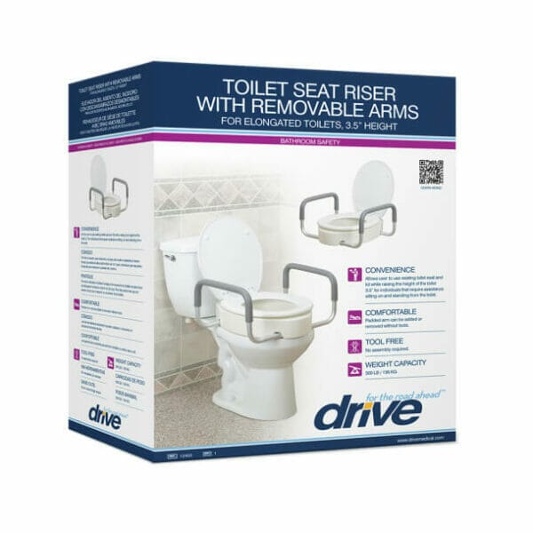 Drive Medical Premium Toilet Seat Riser With Removable Arms – (Standard ...