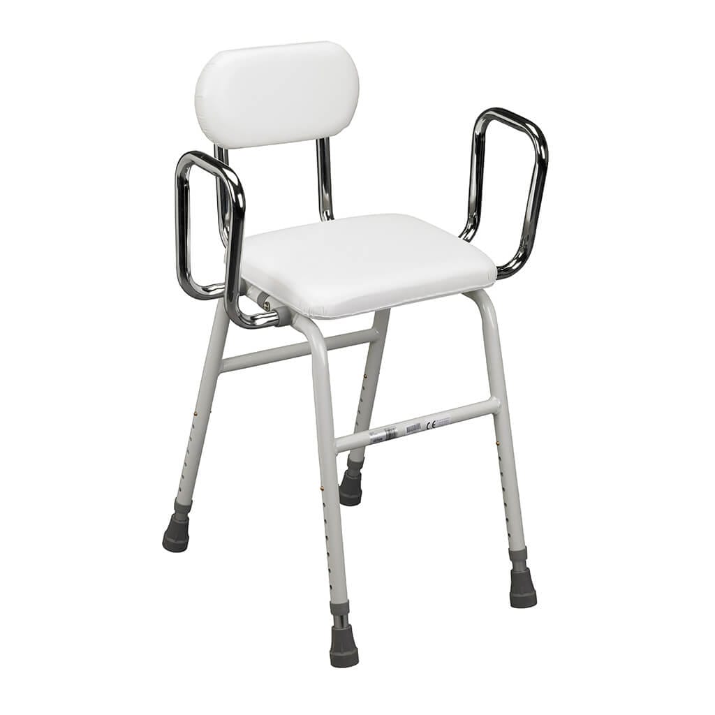 DriveMedical All-Purpose Stool – Adjustable Height, Arms, Back, And ...