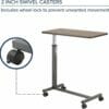 Drive Medical Non-Tilt Overbed Table – Adjustable Height With Wheels ...