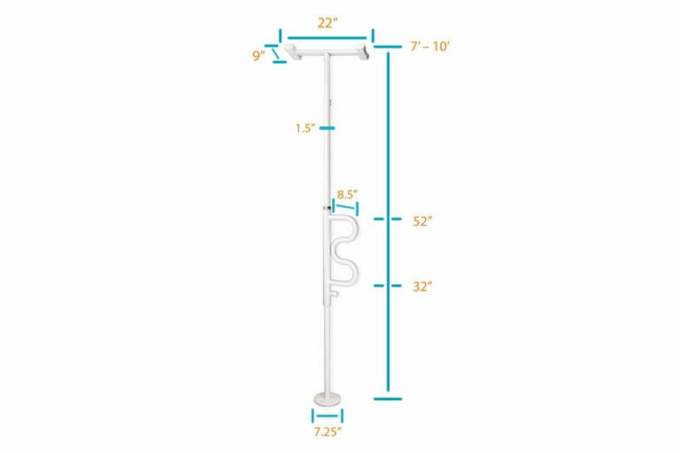 Stander Security Pole And Curve Grab Bar – Height Adjustable, Tension ...