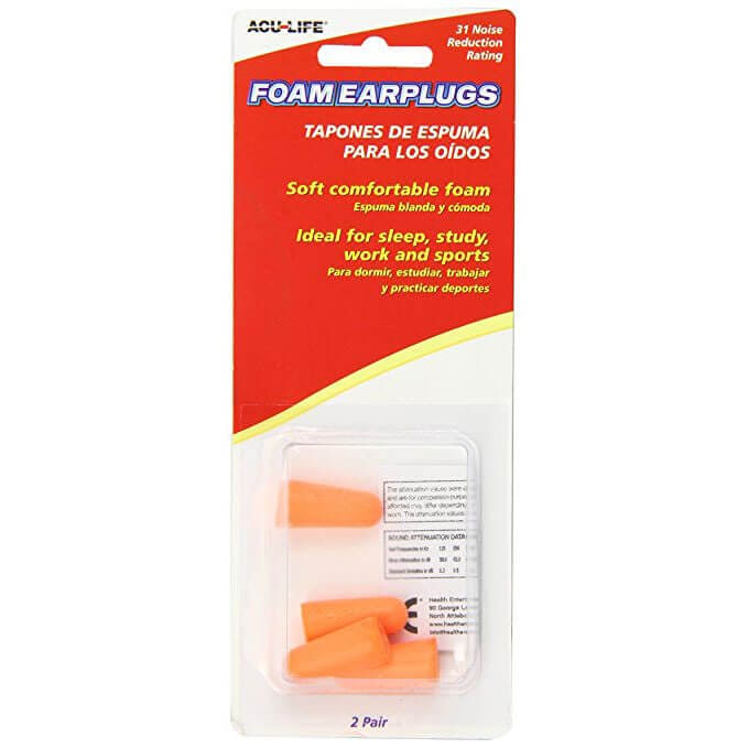 Acu-Life Foam Ear Plugs (2 Pairs) – Ideal For Sleep, Study, Work, And ...